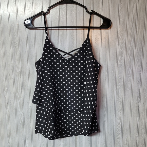 buttons | Tops | Buttons Black And White Polka Dot Layered Ruffle Tank ...